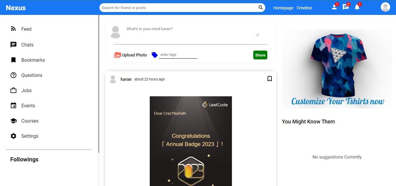 GitHub - crazykaran/nexus: Nexus is a social media platform that allows users to connect, share ...