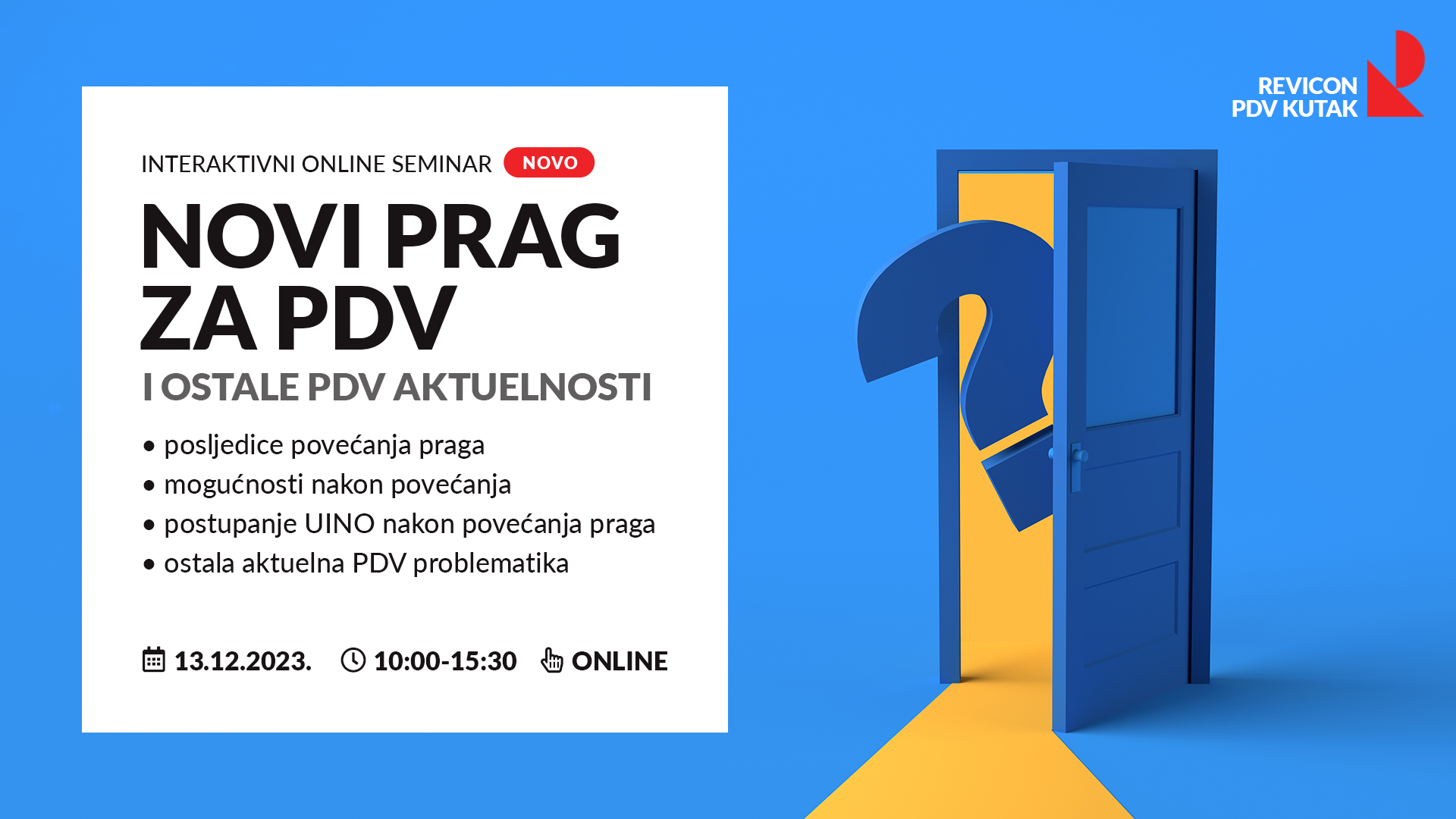 NOVI PRAG ZA PDV I OSTALE PDV AKTUELNOSTI
