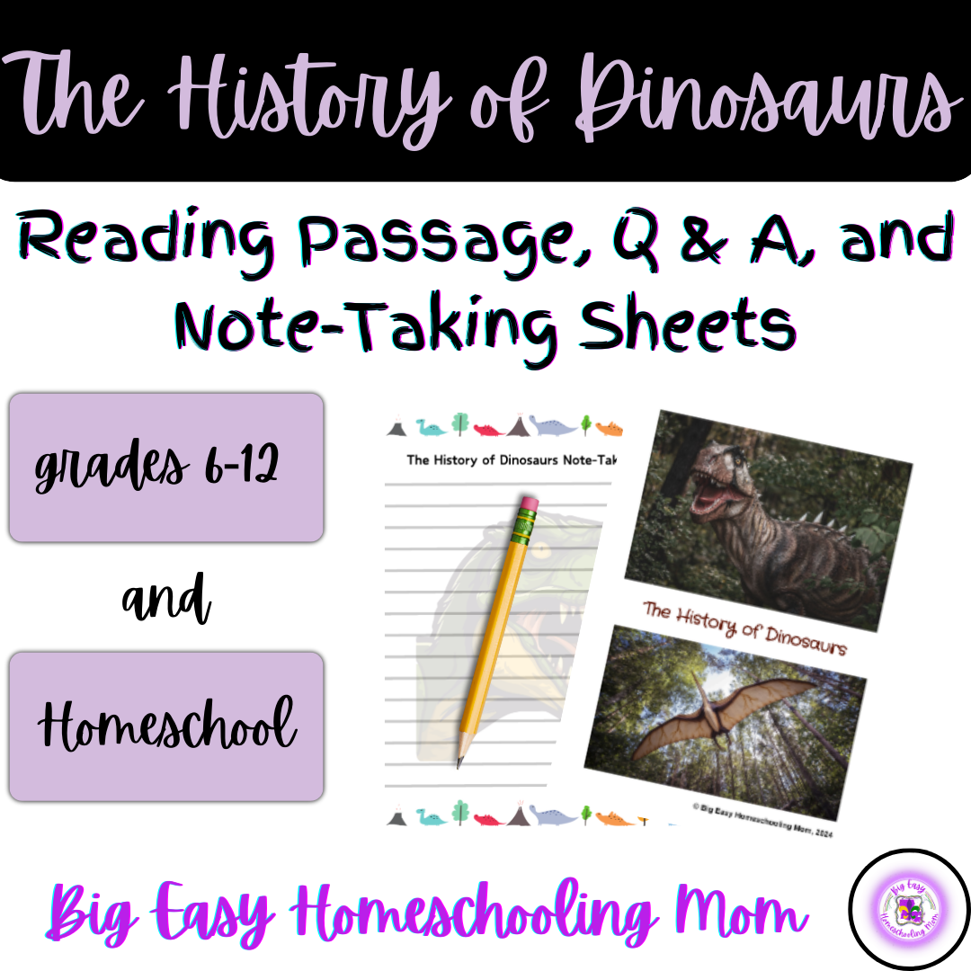 The History of Dinosaurs Reading Passage, Q & A, and Note-Taking Sheets ...