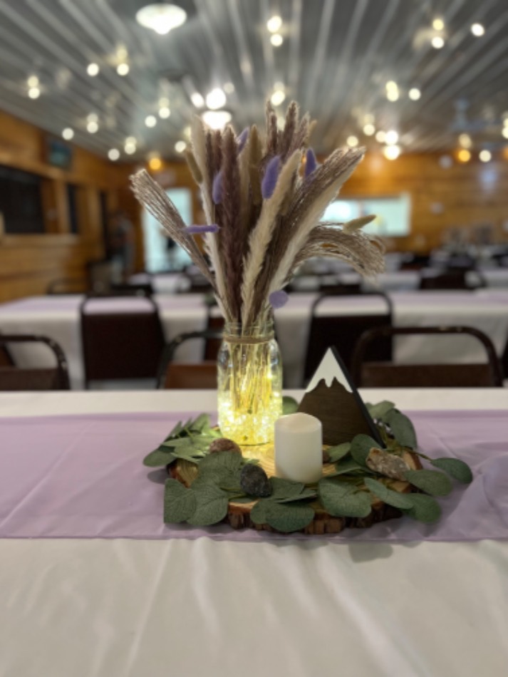 Wedzee - 24 Rustic Mountain Centerpieces and Heptagonal Wedding Arch ...